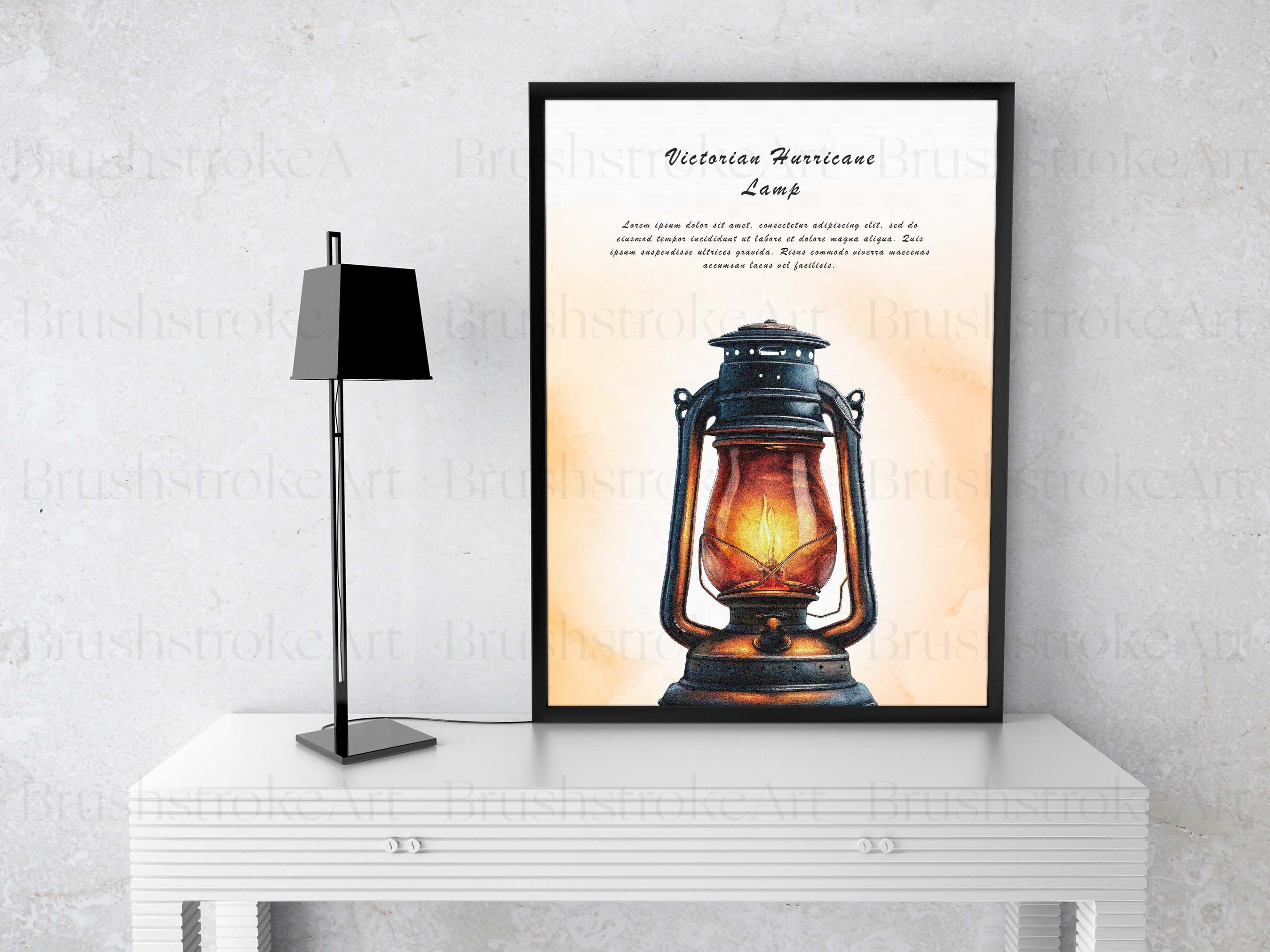 Watercolor Lamp Clipart, Vintage Lantern, Victorian, Bell Shade Lamp ...