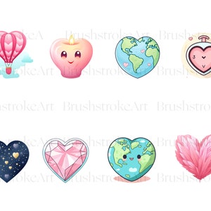Kawaii Heart Clipart| Rainbow Heart PNG| Kawaii Hearts| Valentine ...