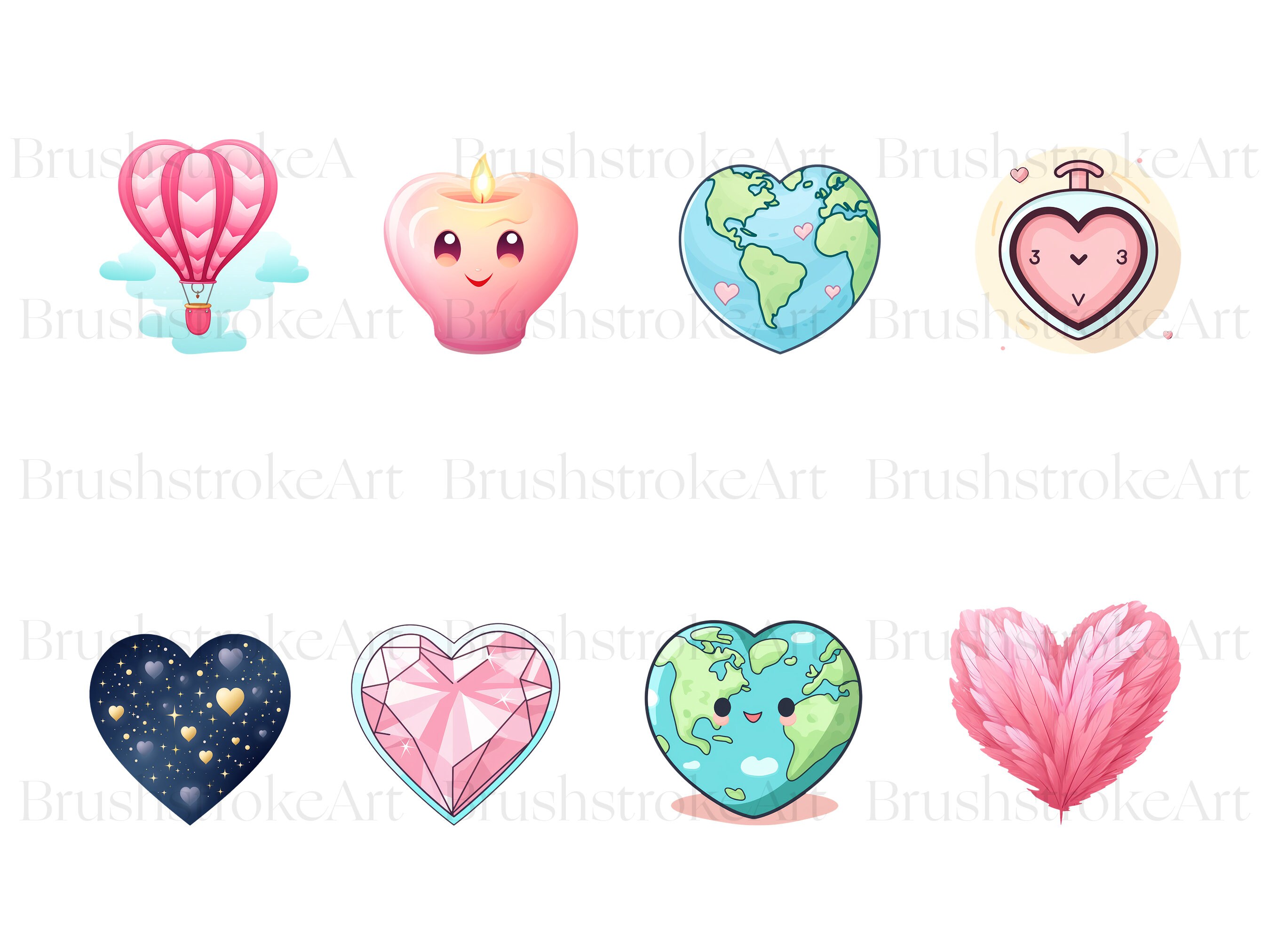 Kawaii Heart Clipart Rainbow Heart PNG Kawaii Hearts Valentine Clipart ...