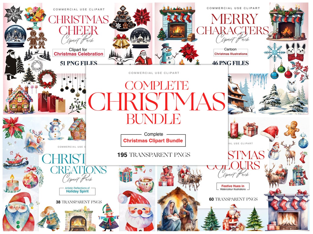 Christmas Clipart Bundle| Christmas Decoration| Santa Clipart ...