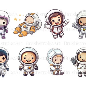 28 Cute Astronauts Clipart Pack, Boy Astronaut, Children's Party, Outer ...