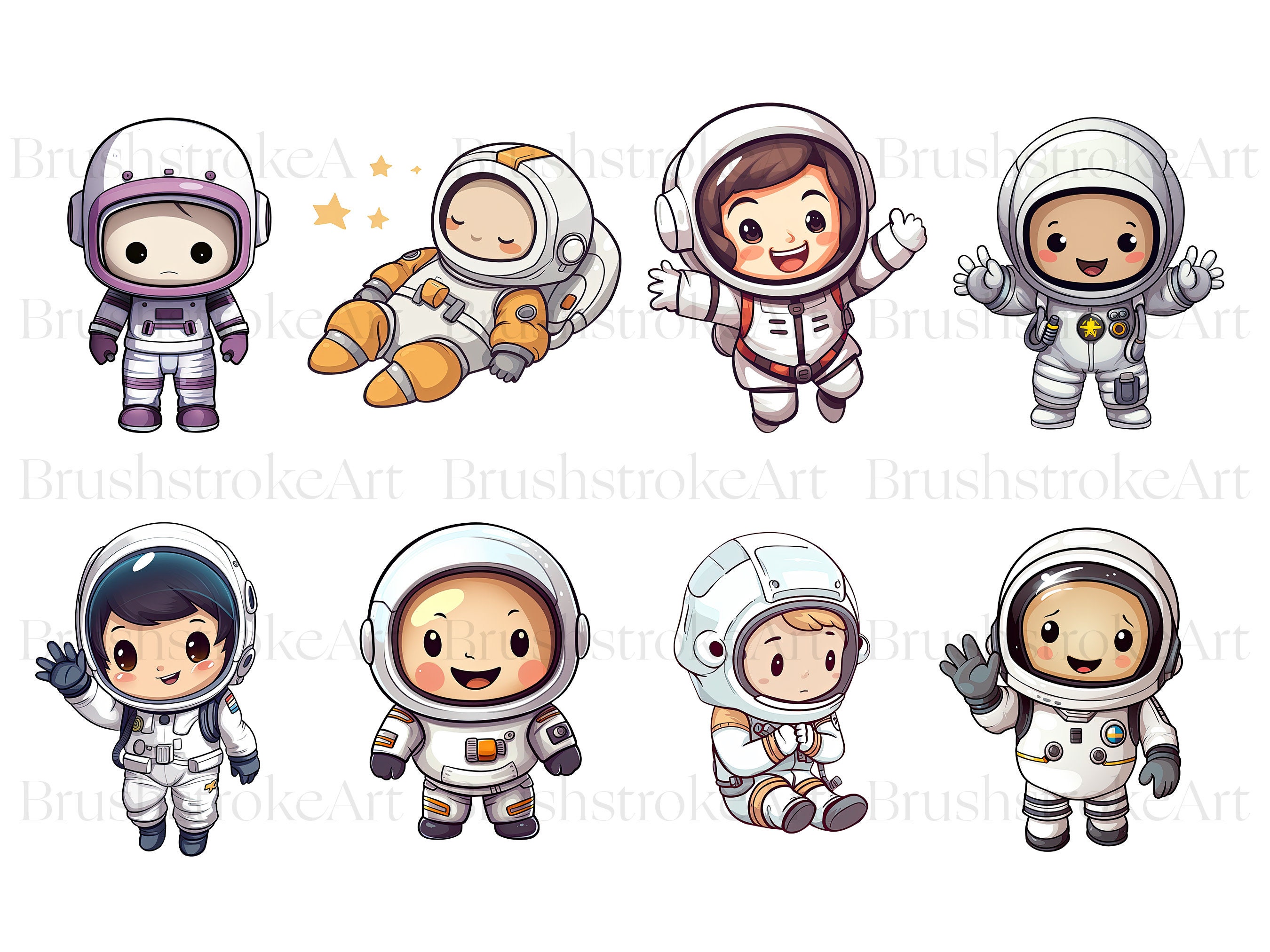 28 Cute Astronauts Clipart Pack, Boy Astronaut, Children's Party, Outer ...
