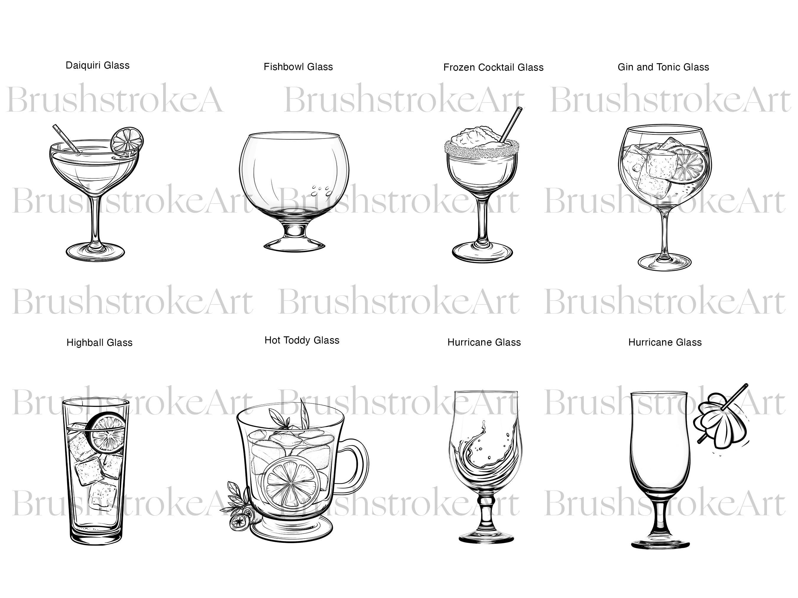 Cocktail Glass Line Art, Cocktail Icon, Martini Glass, Wine Glass ...