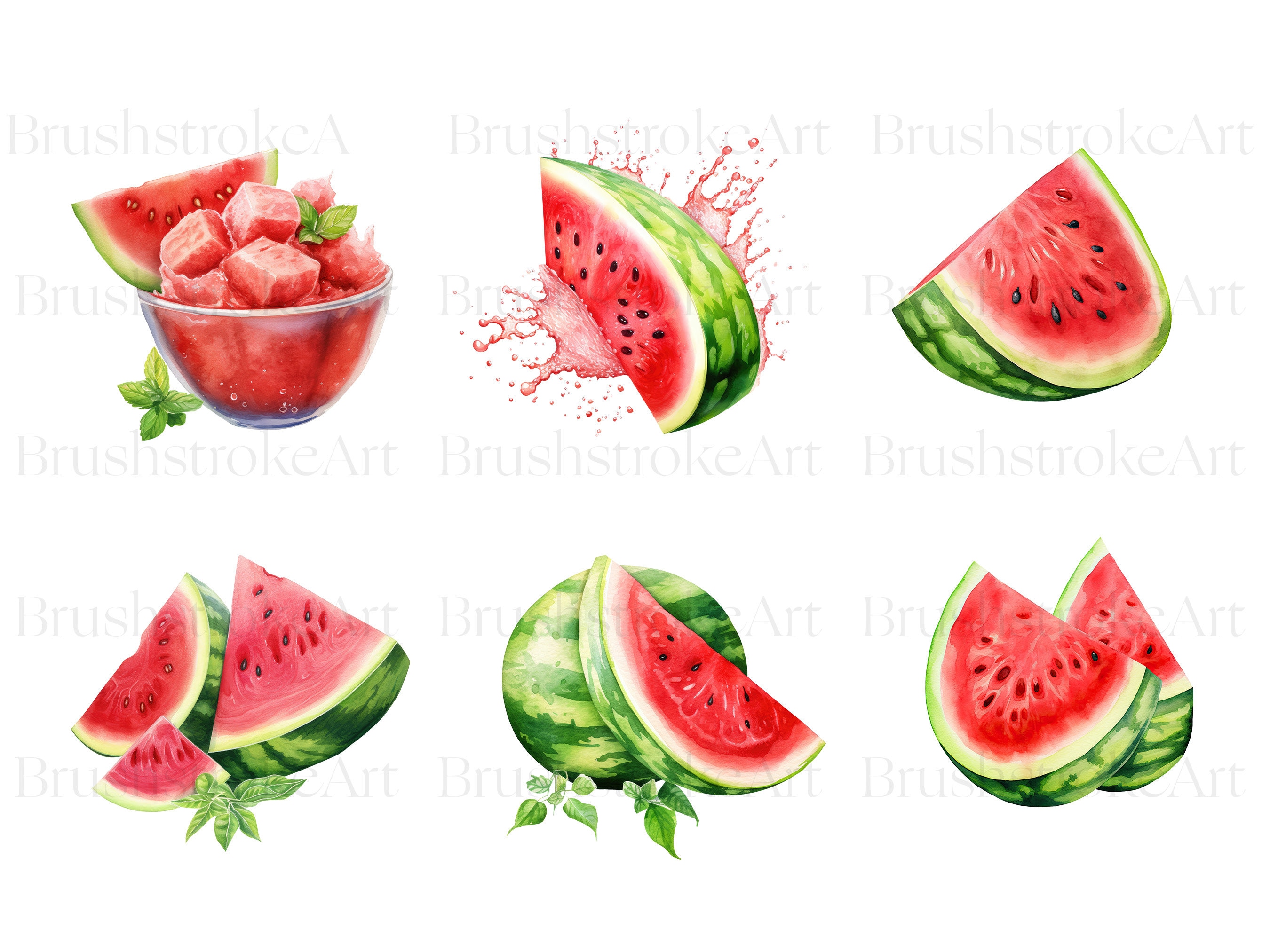 25 Watercolor Watermelon Clipart, Summer Fruit, Picnic Clipart ...