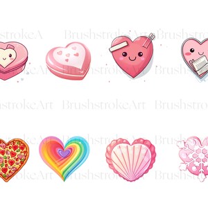 Kawaii Heart Clipart| Rainbow Heart PNG| Kawaii Hearts| Valentine ...