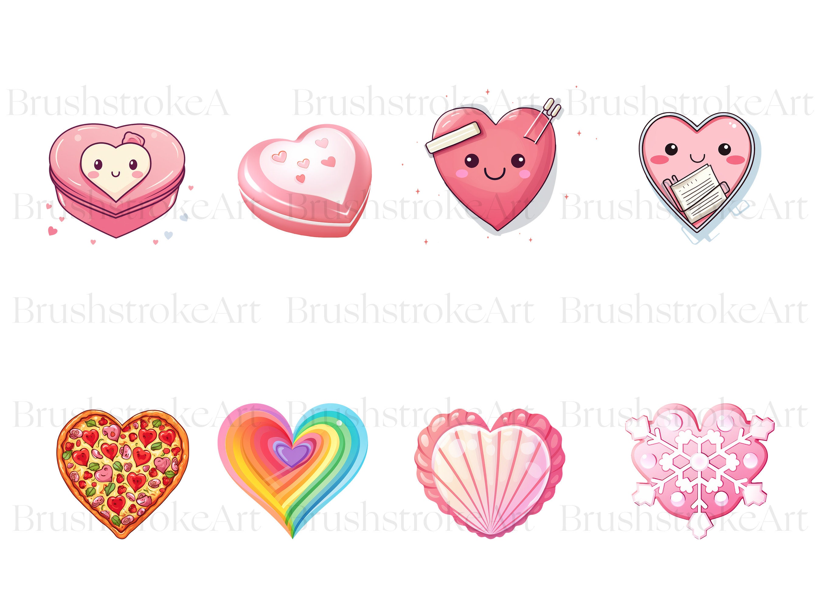 Kawaii Heart Clipart Rainbow Heart PNG Kawaii Hearts Valentine Clipart ...