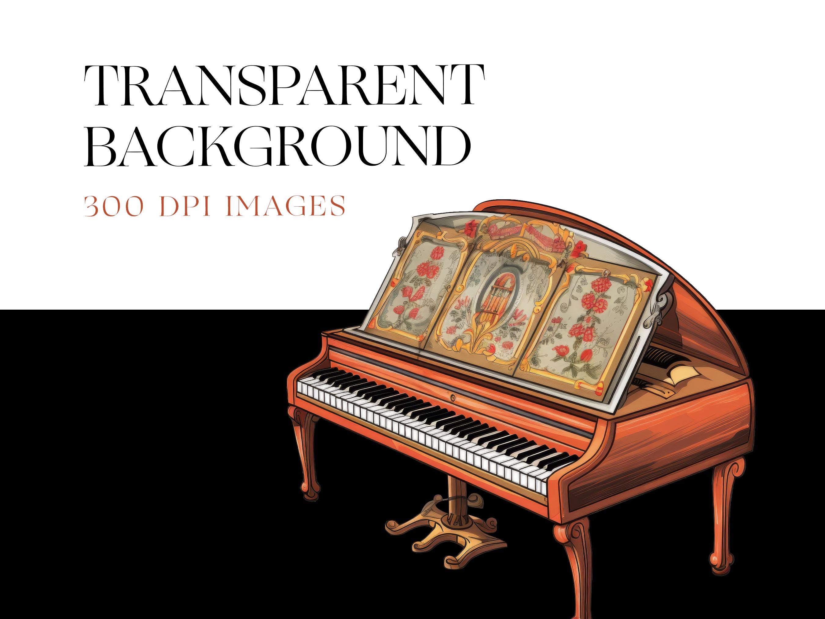 Piano Clipart, Baby Grand Piano Keys, Music Instrument, Piano Keyboard, Music Clipart, Vintage ...