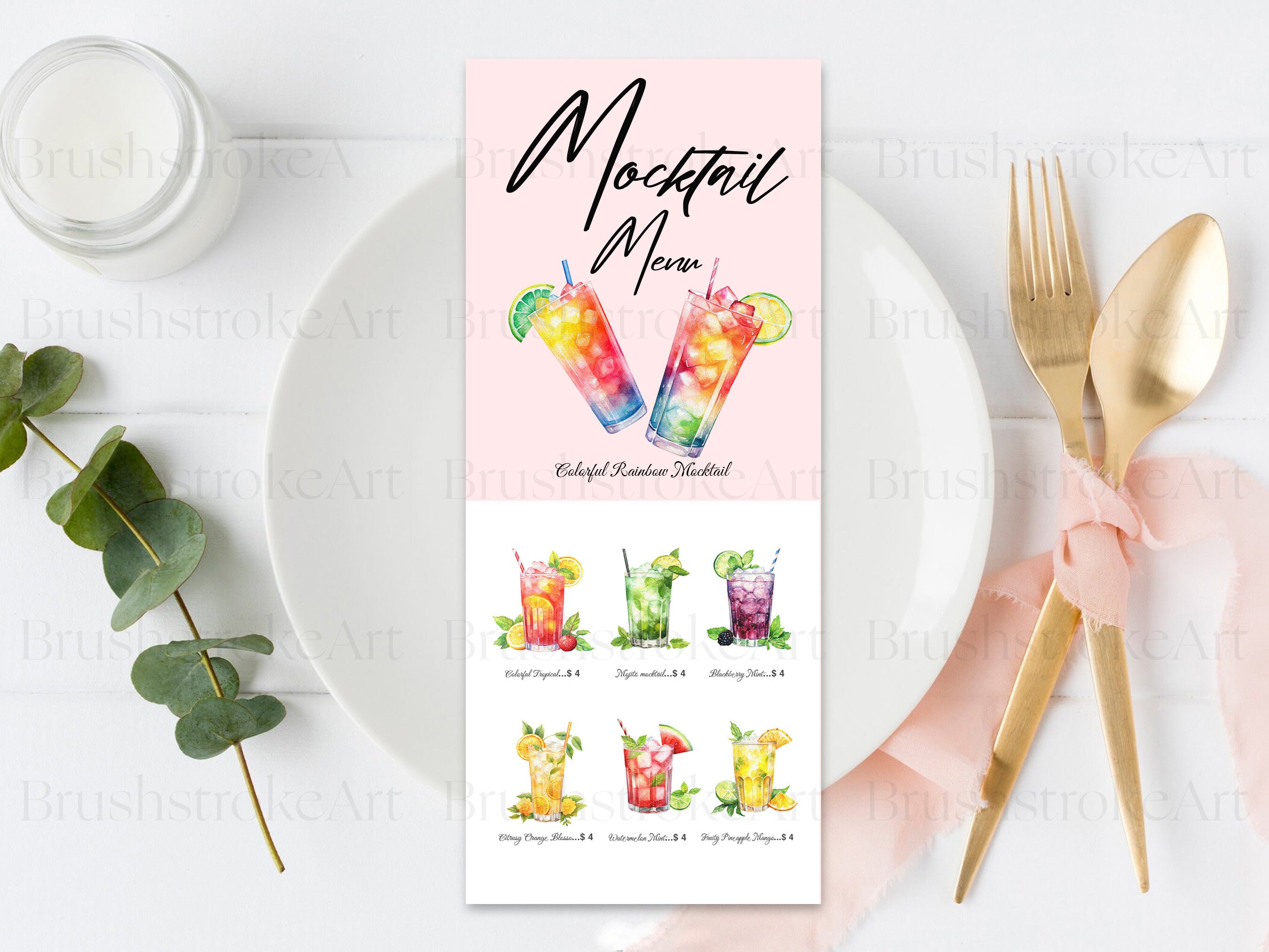 Mocktail Moments Clipart Pack: 92 Watercolor Digital PNG, High ...