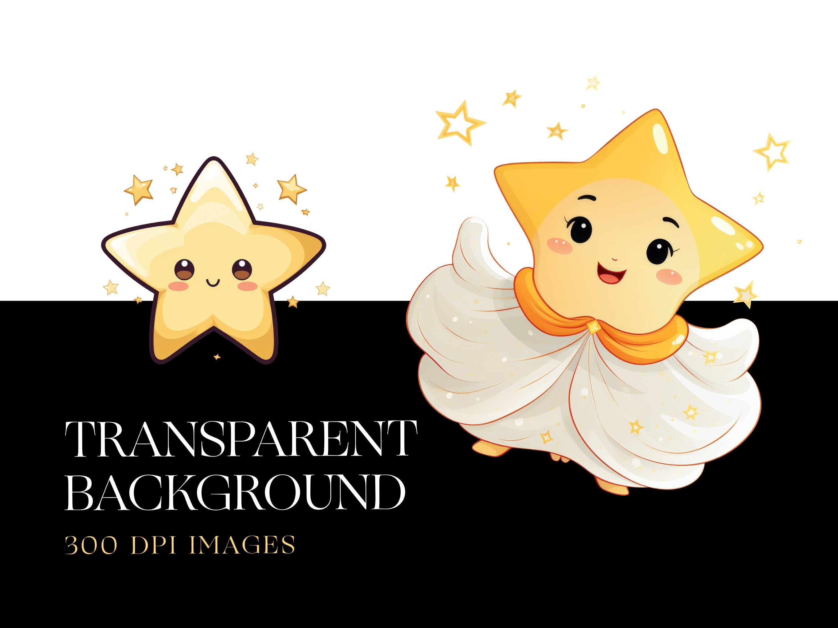 Kawaii Stars Clipart, Smiley Star, Kawaii Stickers, Baby Stars, Rainbow ...