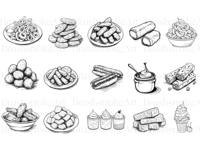 Junk Food Clipart: Watercolor Donut Pizza Burger PNG Images - Etsy