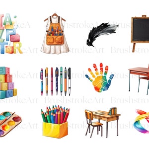 Watercolor Kids Art Clipart, Children's Activity, Paint Brush, Crayons ...
