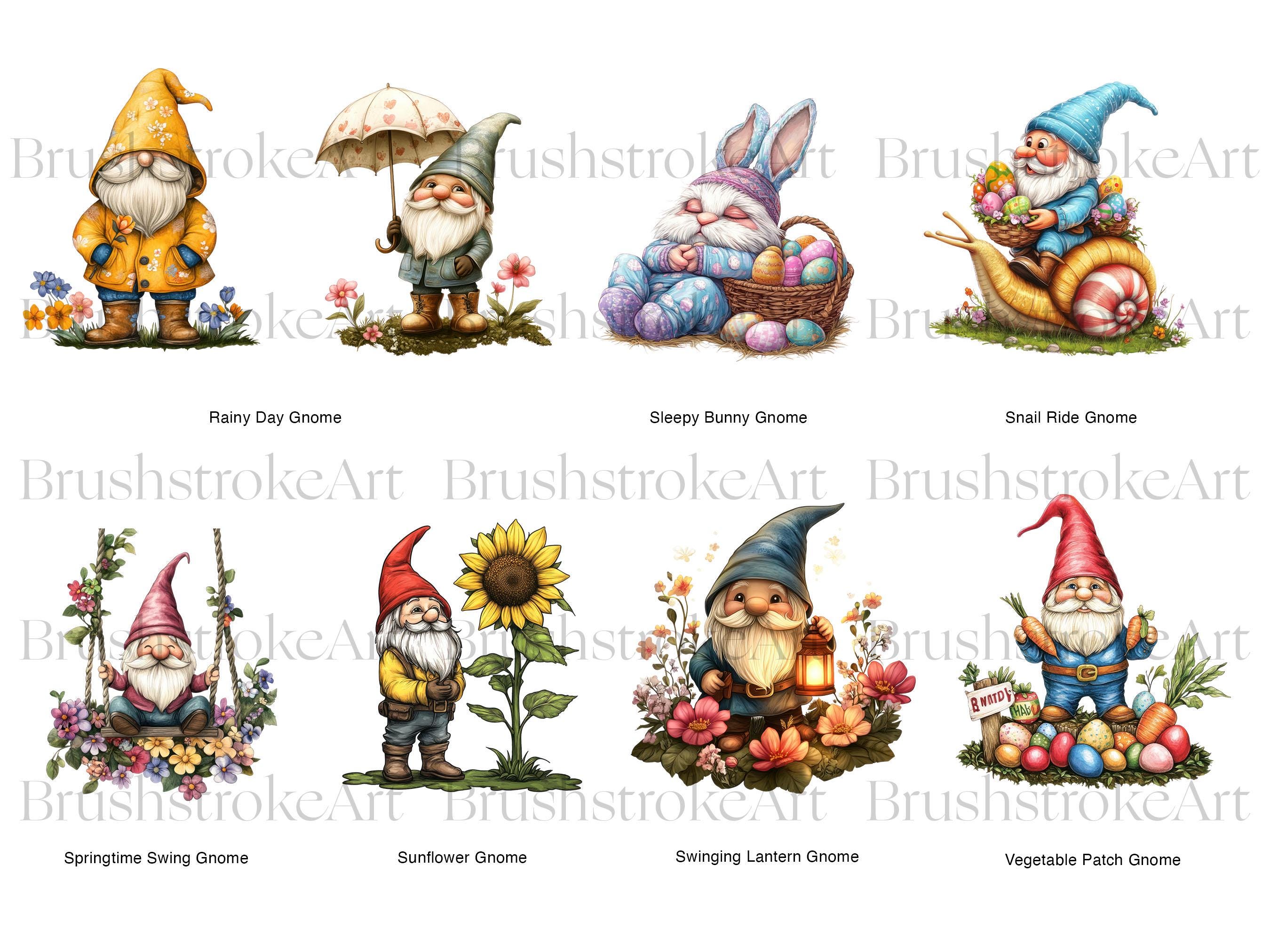 Easter Gnome Clipart, Floral Gnome Graphics, Easter Eggs, Watercolor ...