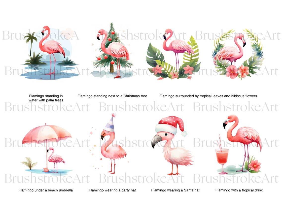 Watercolor Flamingo Clipart, Pink Flamingo PNG, Tropical Flamingo Bird ...