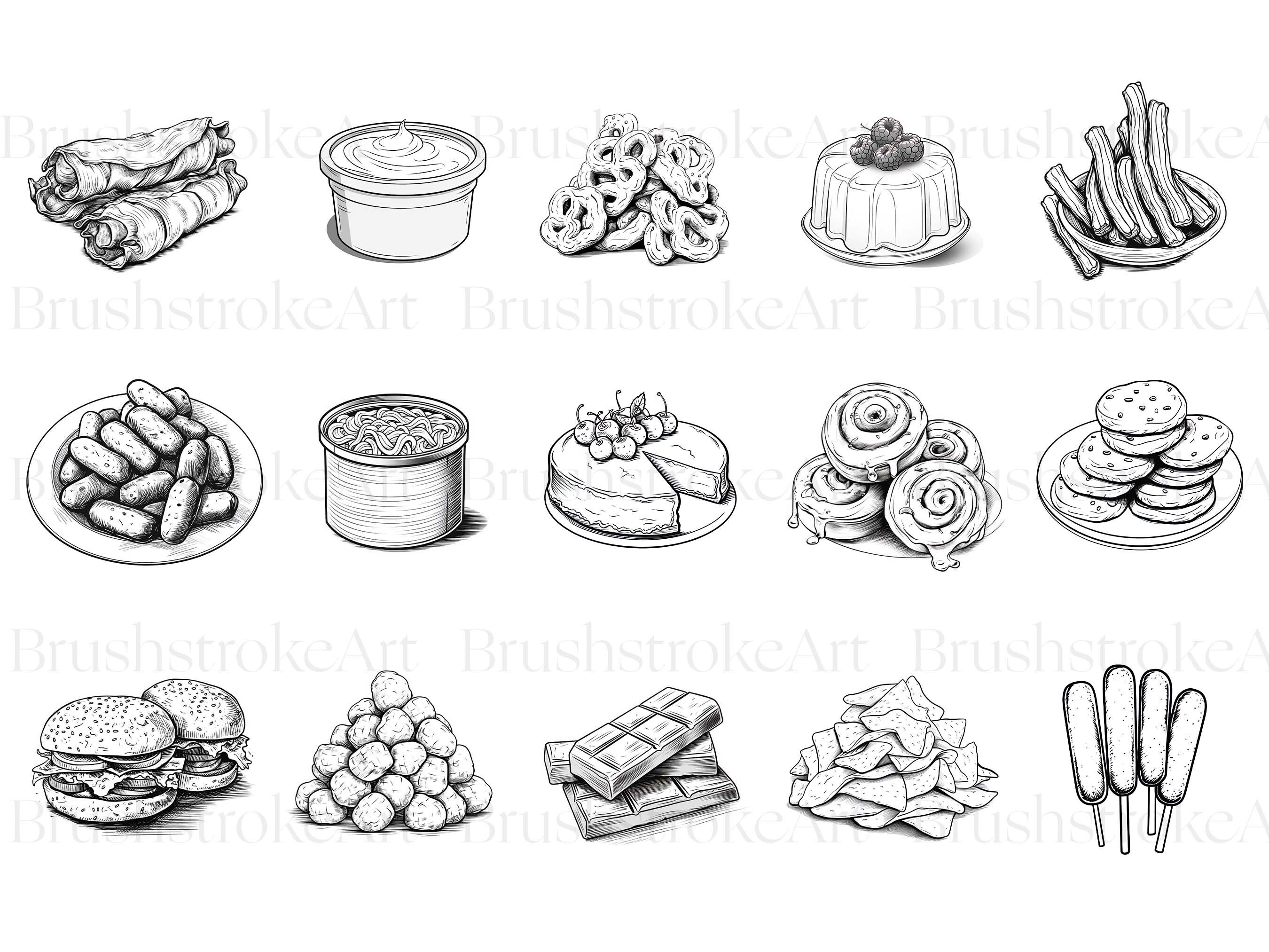 Junk Food Clipart: Watercolor Donut Pizza Burger PNG Images - Etsy