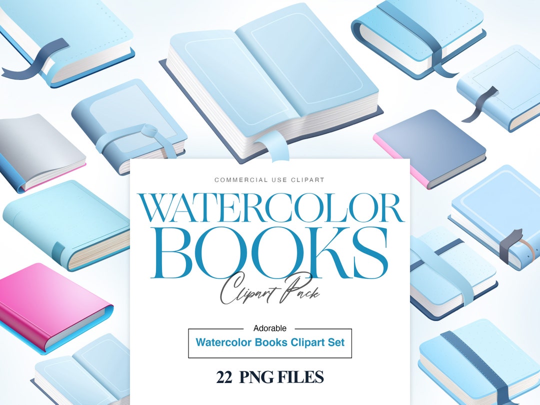 Watercolor Books Clipart| Stack of Books PNG| School Clipart| Book ...