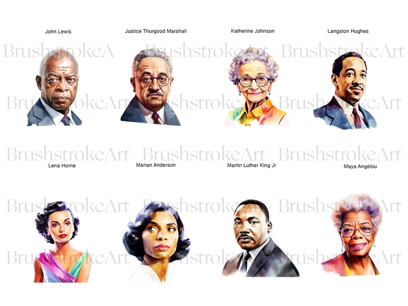 Black Figures Clipart, Martin Luther King, Maya Angelou, Black Woman ...