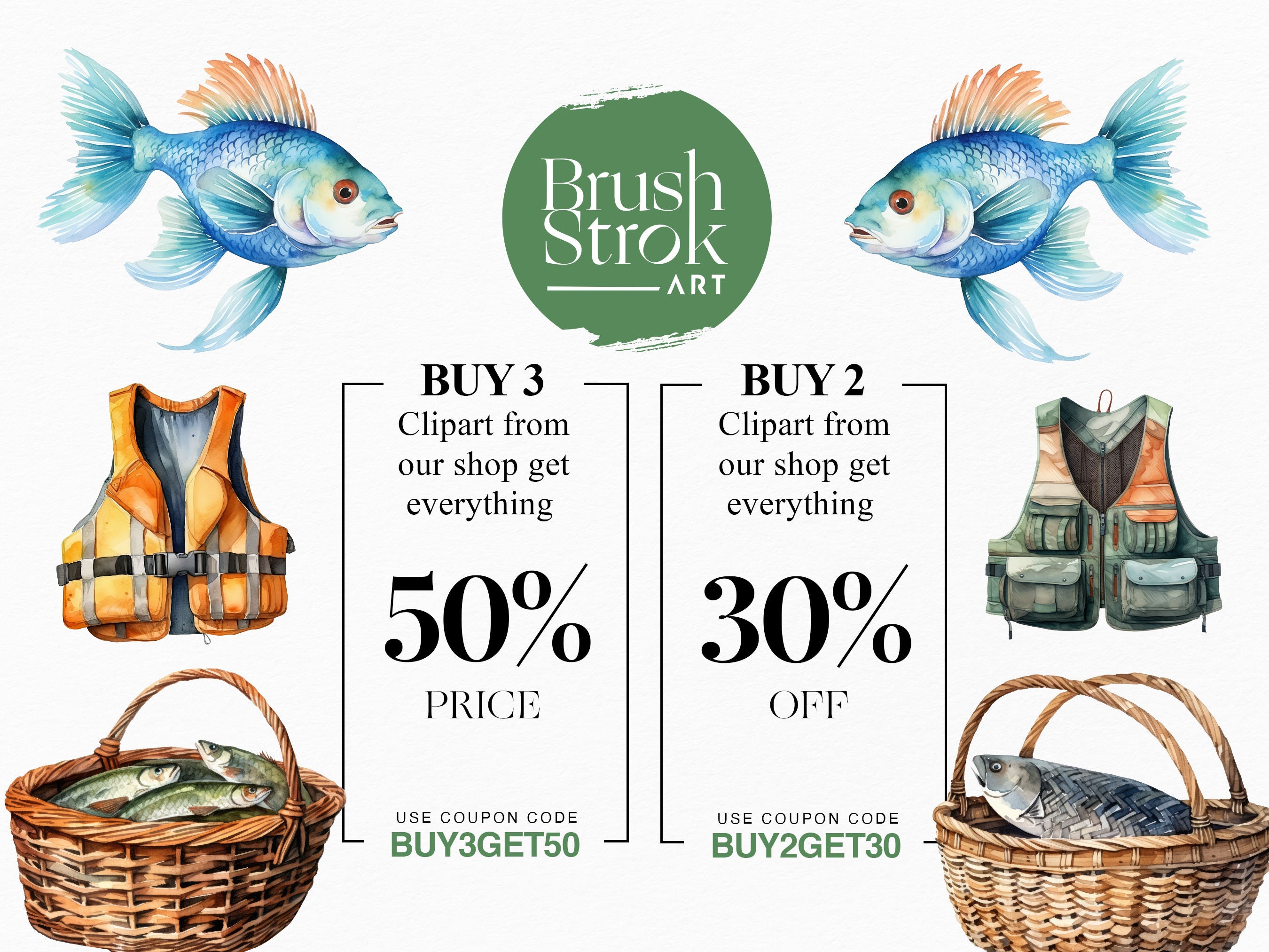 Watercolor Fishing Clipart, Fisherman, Can of Worms, Fishing Rods, Boat ...