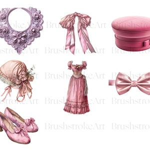 Antique Pink Fashion Clipart, Victorian Clothing, Vintage Hats, Purses ...