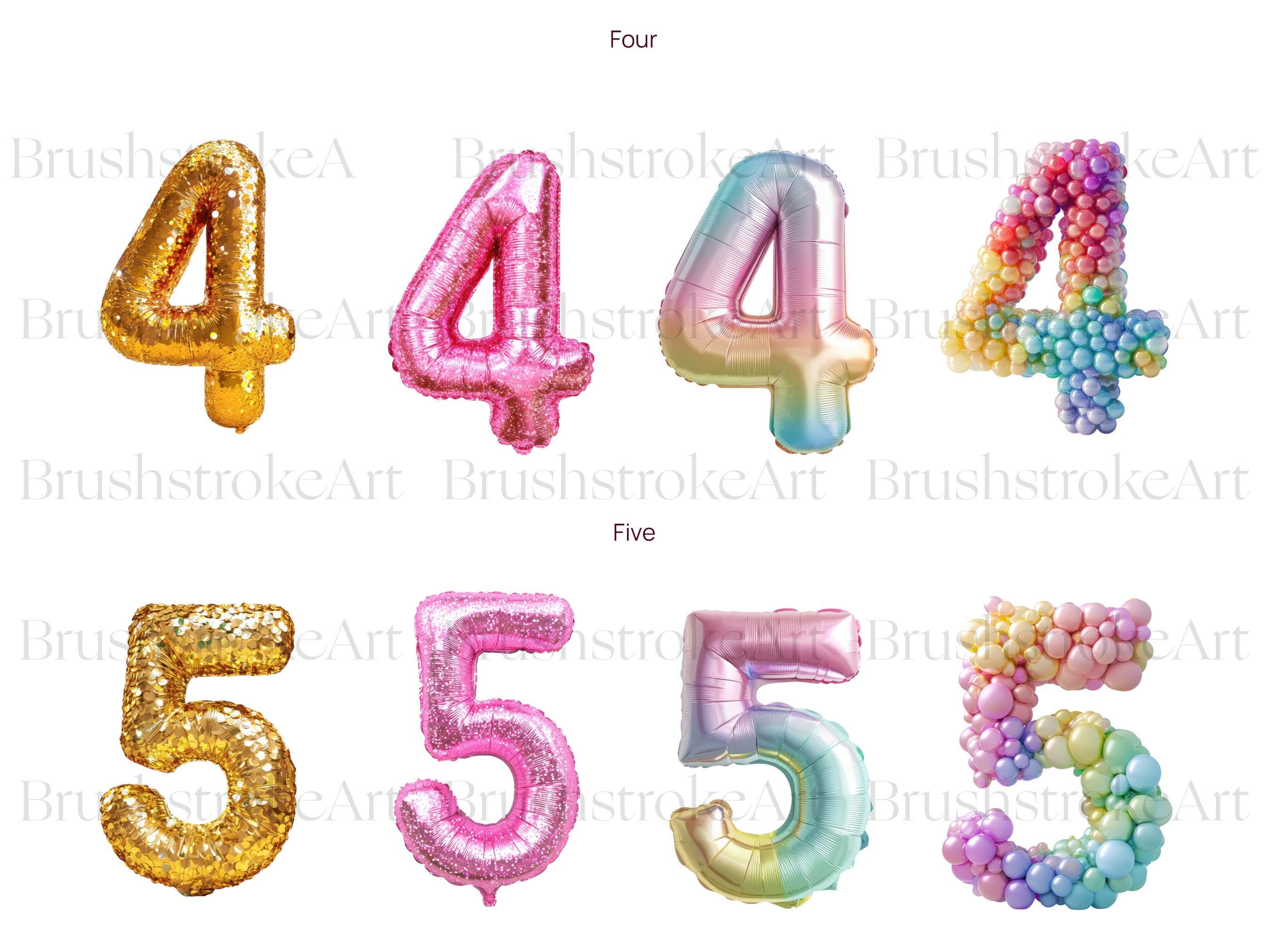 Colorful Numbers Clipart, Birthday Numbers, Party, Foil Balloons ...