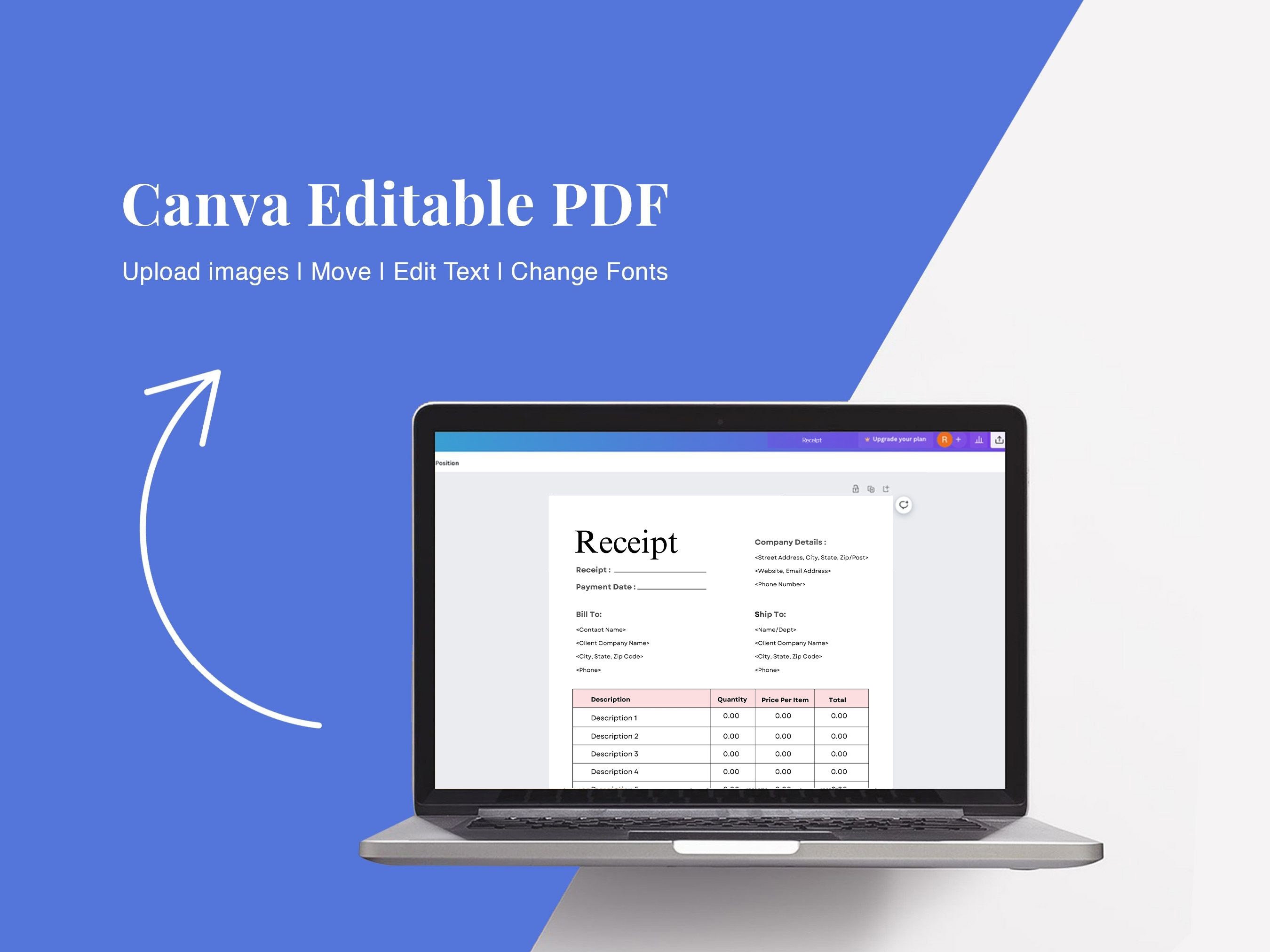Simple Receipt Template, Canva Editable Receipt Template, Cash Receipt ...