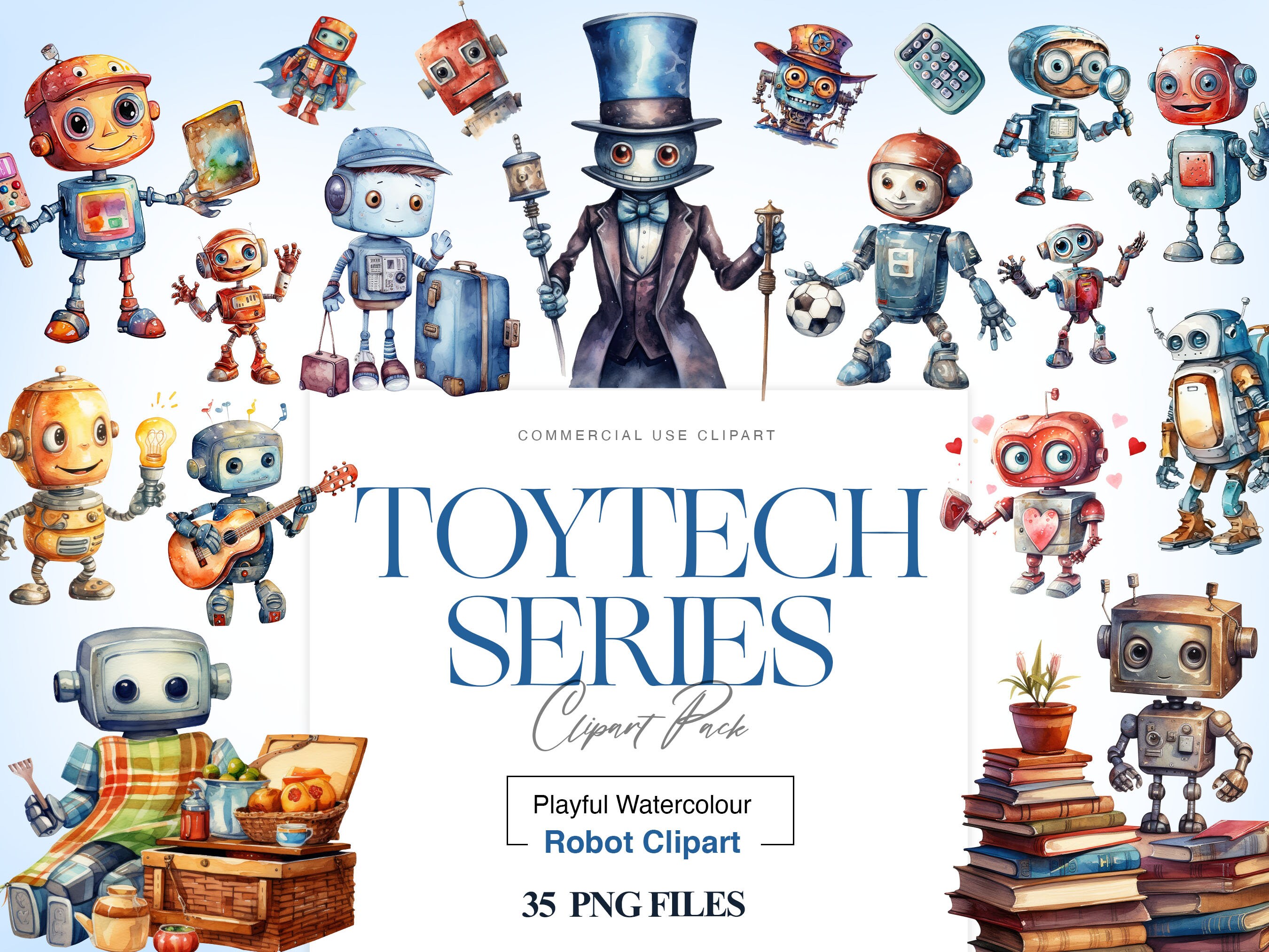 Robot Clipart Pack: Cute Robots PNG Images for Boy's - Etsy