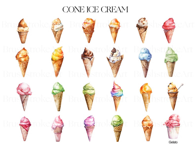Ice Cream Clipart Png , Watercolour Ice Cream Clipart Collection for ...