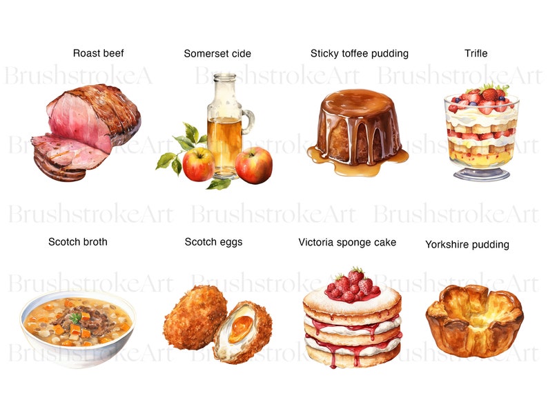 British Food Clipart, Fish and Chips, Beef Wellington, British Dessert ...