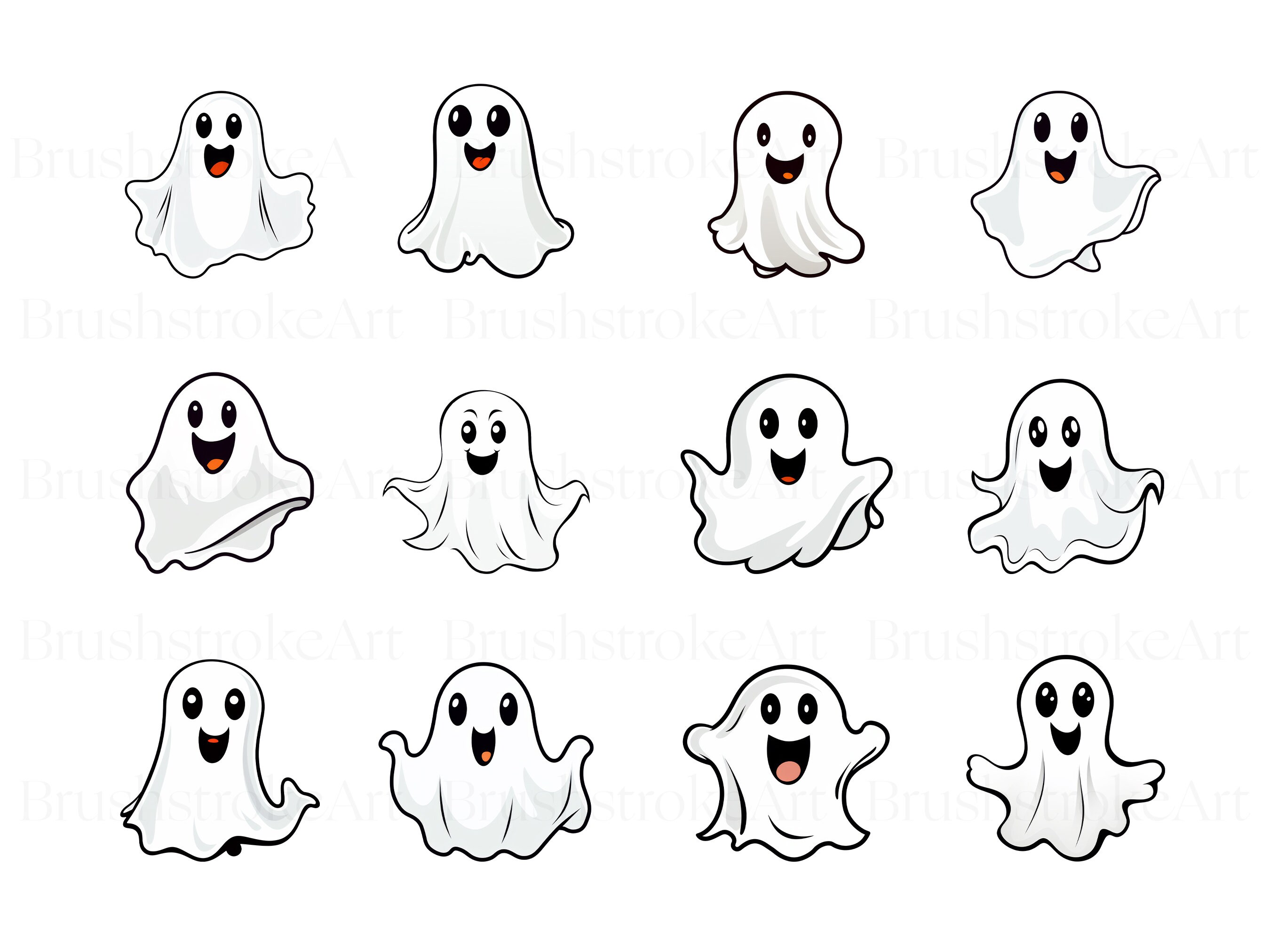 Cute Ghost Illustration Clipart, Halloween, Ghost PNG, Spooky Clipart ...