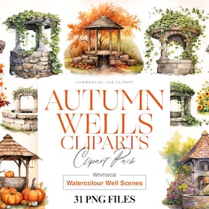 Autumn Well Clipart, Watercolor Well, Fall, Floral Well, Cute Autumn ...