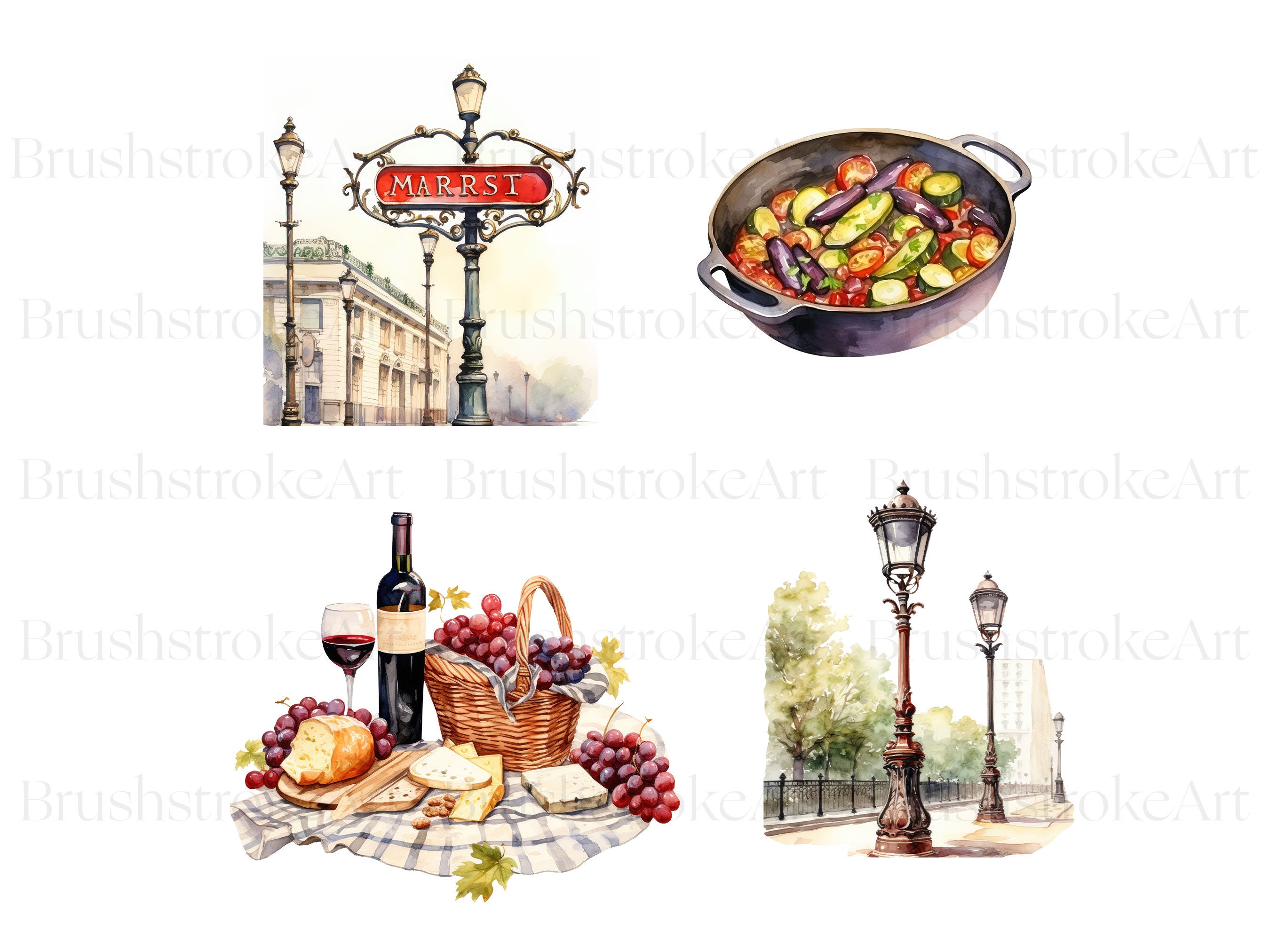 Watercolor France Clipart Eiffel Tower Paris PNG French - Etsy