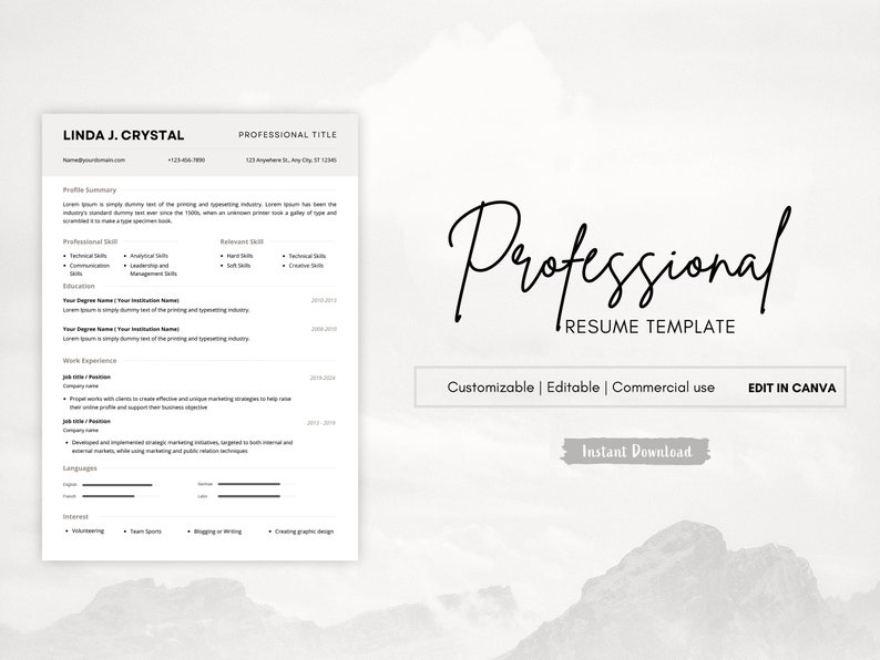 Minimalist Resume Template, Best Resume Template, Professional CV ...