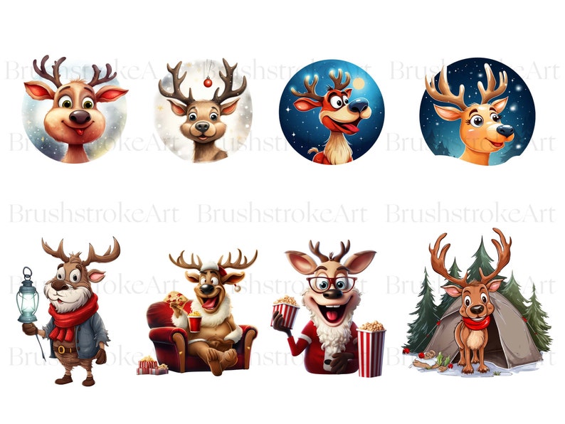 Cute Reindeer Clipart, Christmas Deer PNG, Watercolor Reindeer, Nursery ...