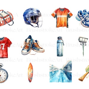 Watercolor Sports Clipart, Basketball, Hockey, Baseball, Golf, Soccer ...