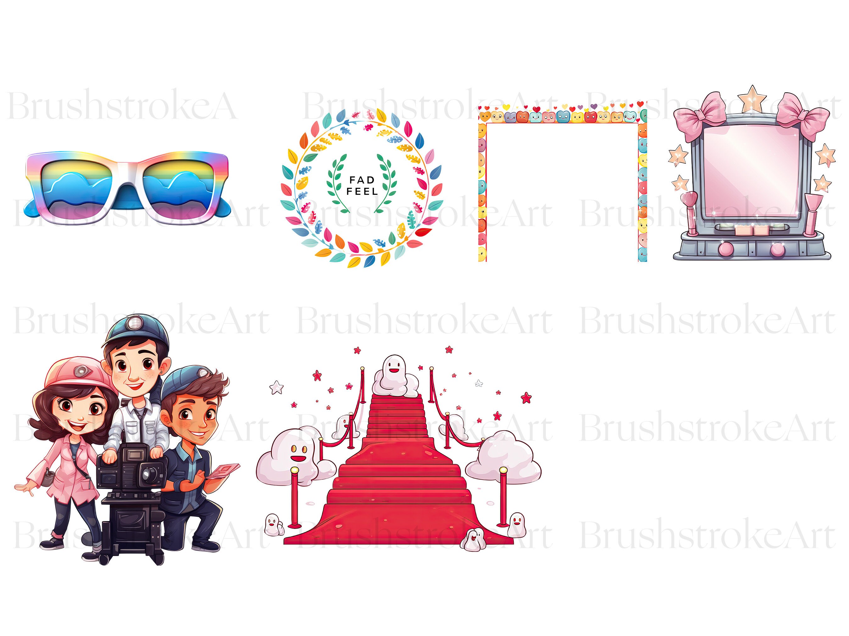 Watercolor Movie Clipart, Kawaii, Cinema, Film, Movie Party, Theatre ...