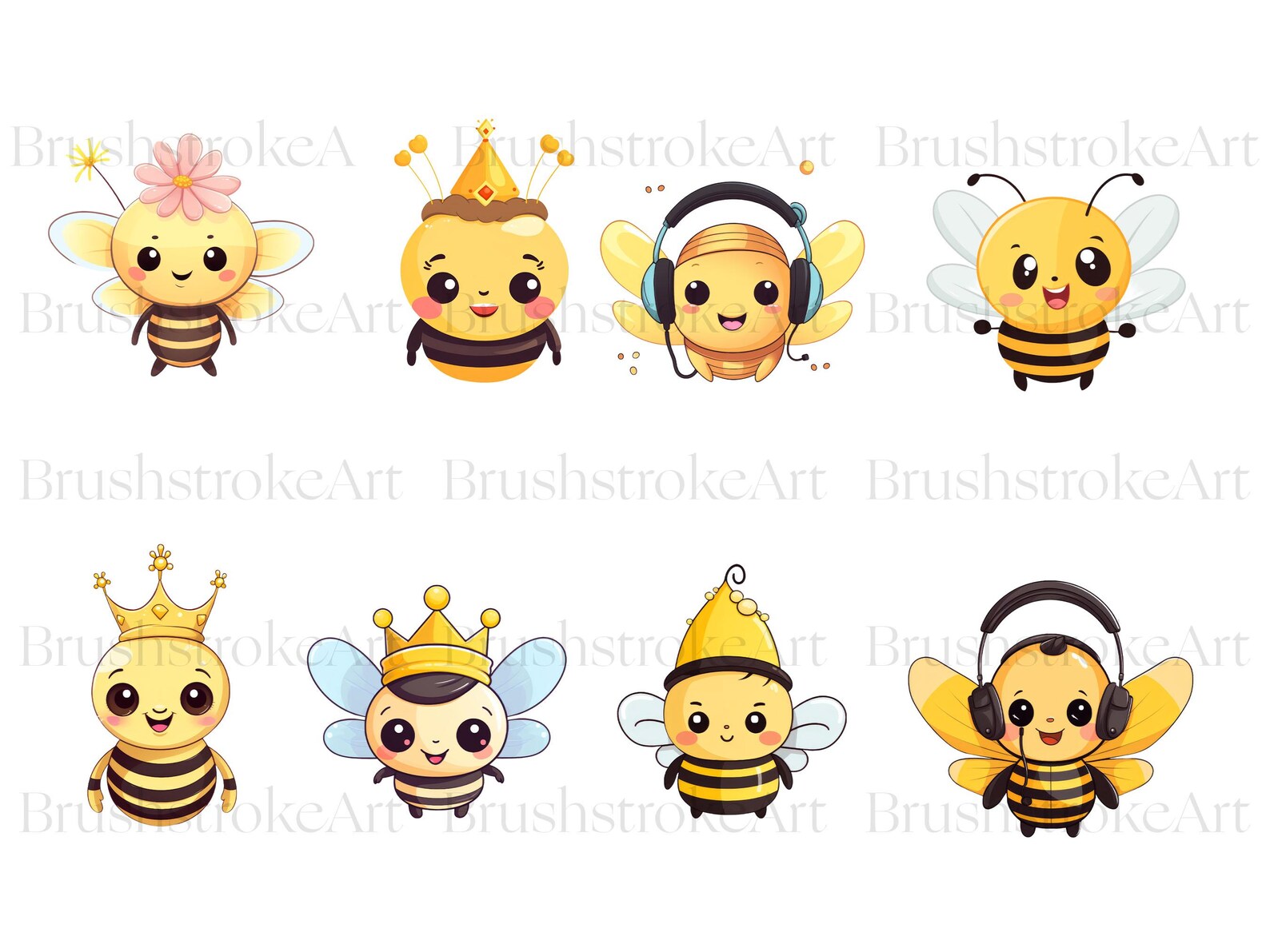 Kawaii Bee Clipart, Honeybee, Cute Bumble Bee Clipart, Cartoon Bee ...