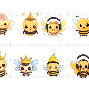 Kawaii Bee Clipart, Honeybee, Cute Bumble Bee Clipart, Cartoon Bee ...