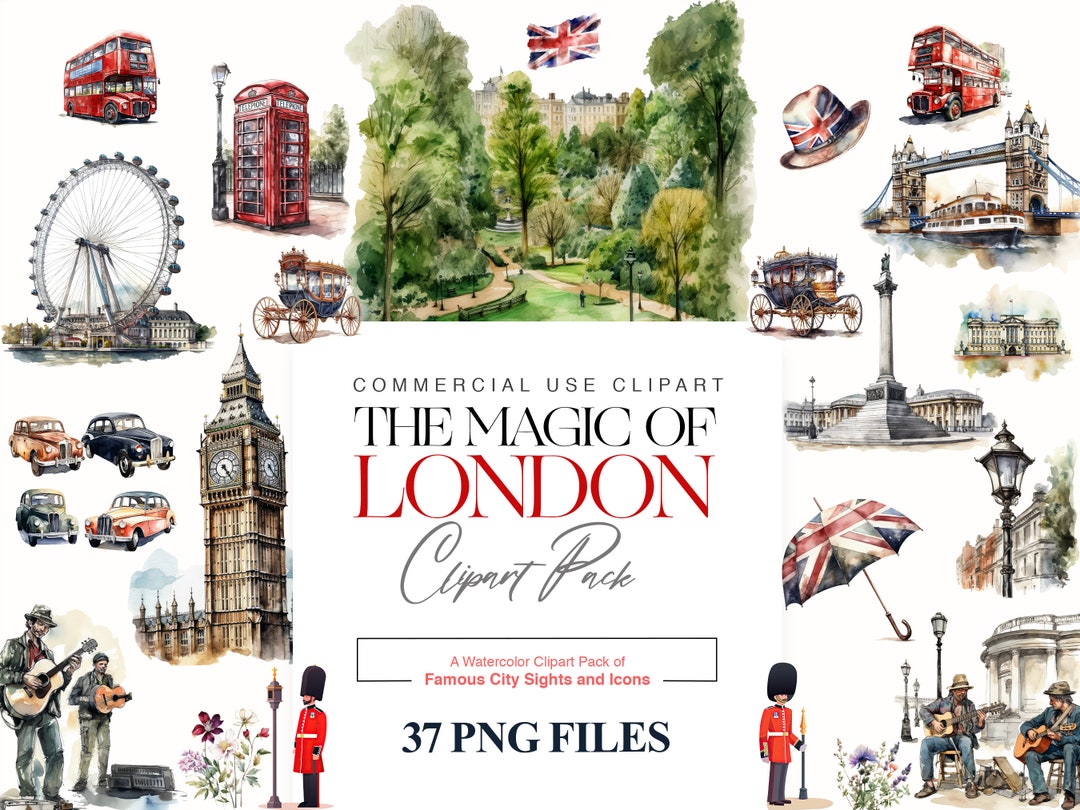 The Magic of London, A Watercolour Clipart Pack of Famous City Sights ...