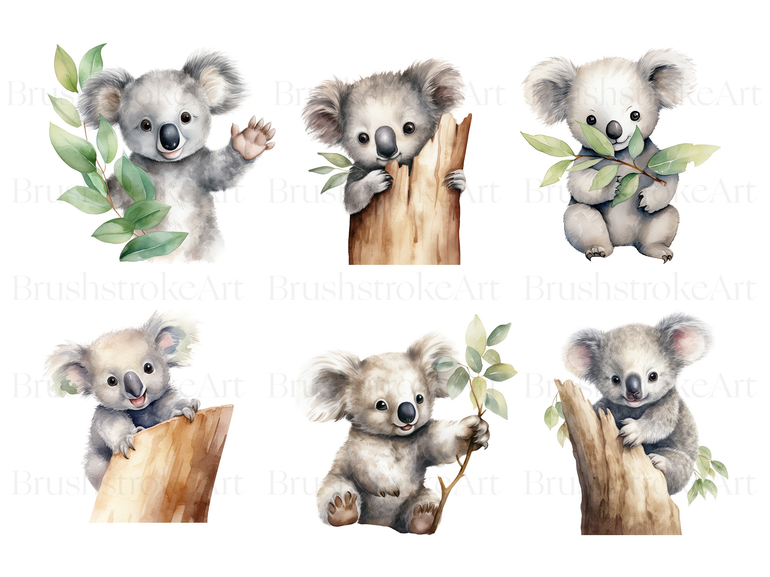 Watercolor Koala Clipart Bundle Cute Animal PNG Graphics for - Etsy
