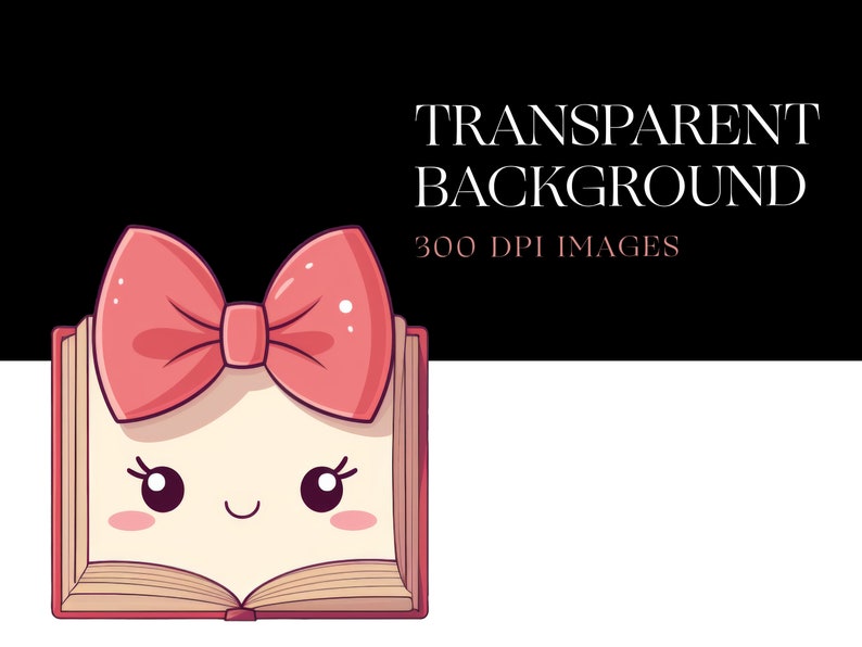 Cute Book Clipart, Kawaii Pencil, Cute Book Icon, Bookmark, Book Lover ...