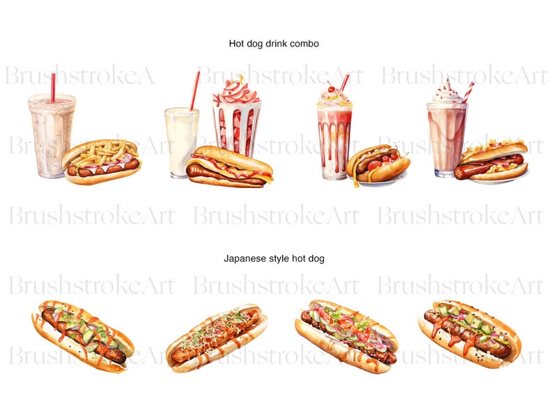 Watercolor Hotdog Clipart, Food, American Hotdog PNG, Fast Food, Corn ...