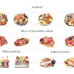 Watercolor Italian Food Clipart, Pizza PNG, Spaghetti Clipart, Italian ...