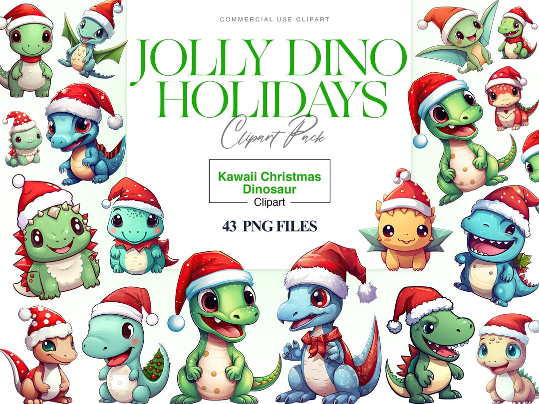 Watercolor Christmas Dinosaur Clipart, Jolly Dino PNG Images (43 Files ...