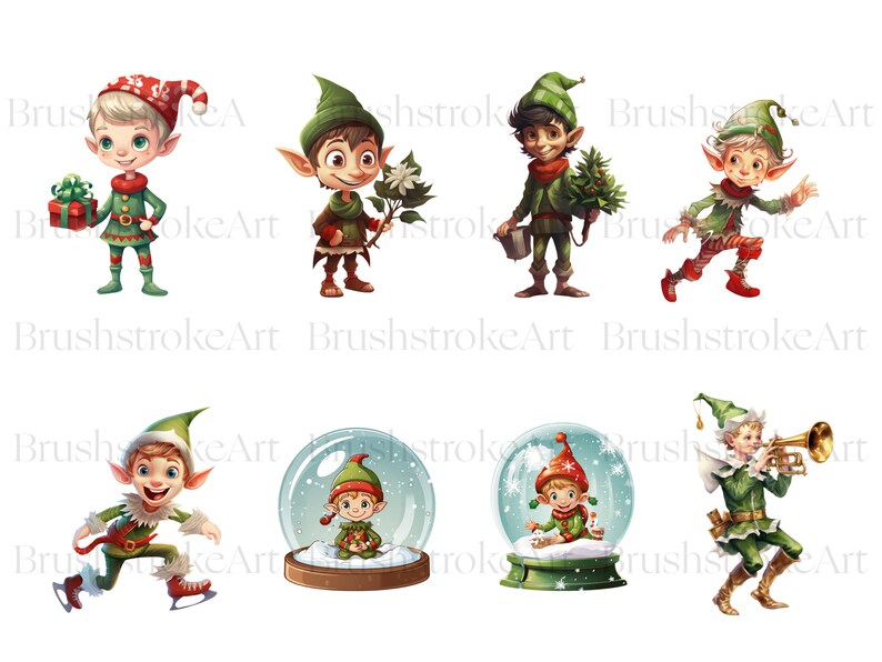 Cute Elf Clipart, Christmas Elves Clip Art, Santa's Helpers, Xmas Elf ...