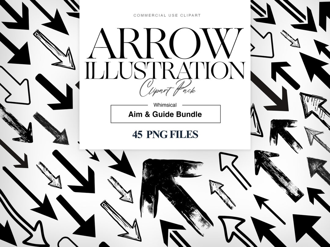 Arrow Silhouette Clipart, Boho Arrow Clipart, Direction Arrows, Right PNG, Doodle Arrow PNG ...