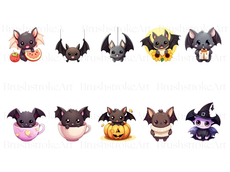 Kawaii Bat Clipart, Baby Bat, Cute Halloween Bat, Kawaii Chibi Bat, Not ...