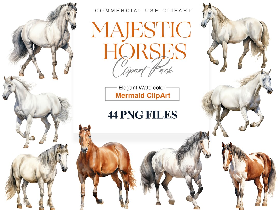 Watercolor Horse Clipart, Farm Animal, Woodland, Nursery, Wall Art ...