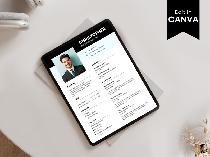 Simple Resume Template, Canva Editable Resume Format, CV Template ...