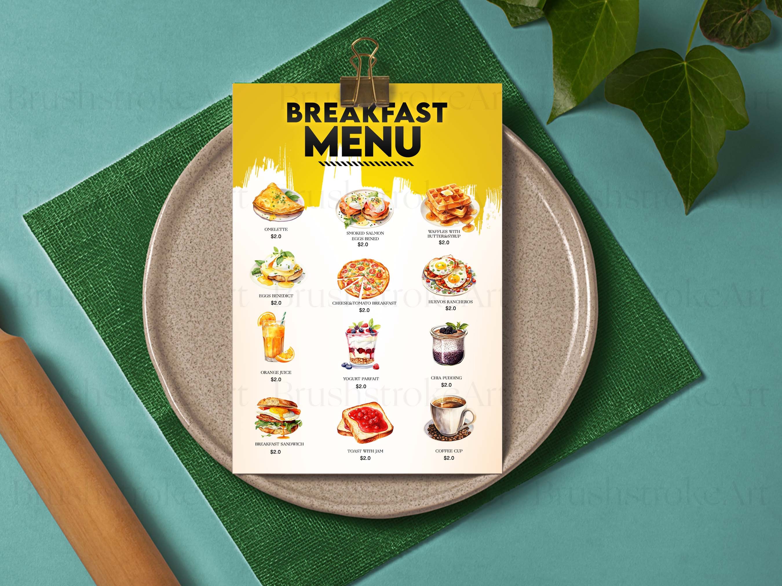 Watercolor Breakfast Clipart, Coffee and Tea, Waffle, Banana, Eggs and ...