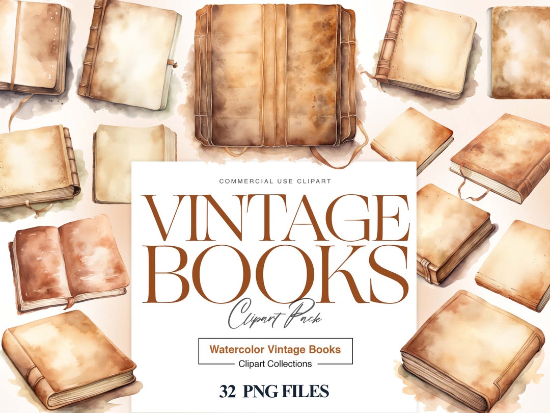 Vintage Books Clipart| Open Book PNG| Pile of Books| Library Clipart ...