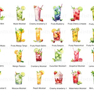 Mocktail Moments Clipart Pack: 92 Watercolor Digital PNG, High ...